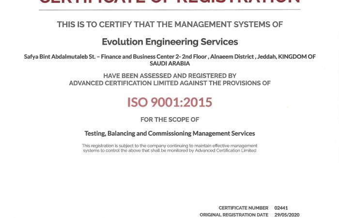 Our Certificates | Evolution Engineering Services